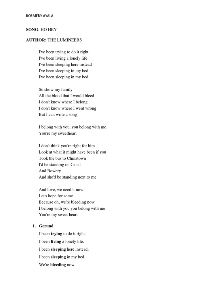 Ho Hey - The Lumineers | PDF