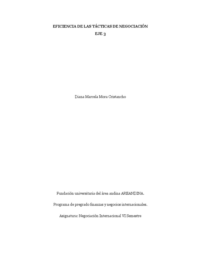 Tarea Eje 3 Negociacion Int | PDF | Negociación | Información
