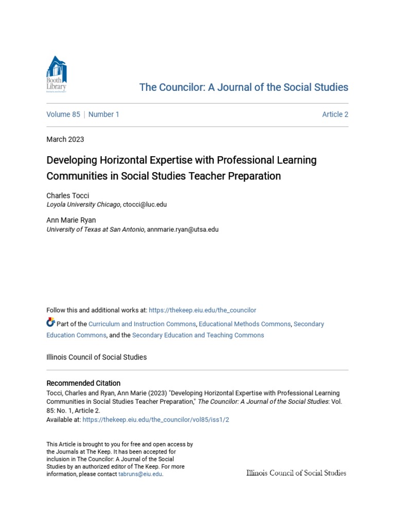 Horizontal Expertise in Social Studies Teacher Preparation | PDF ...