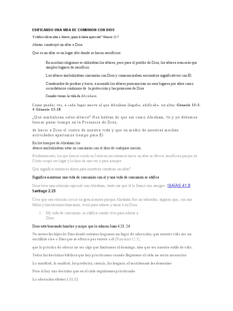 EDIFICANDO Un Vida de Comunión Con El | PDF | eucaristía | Dios