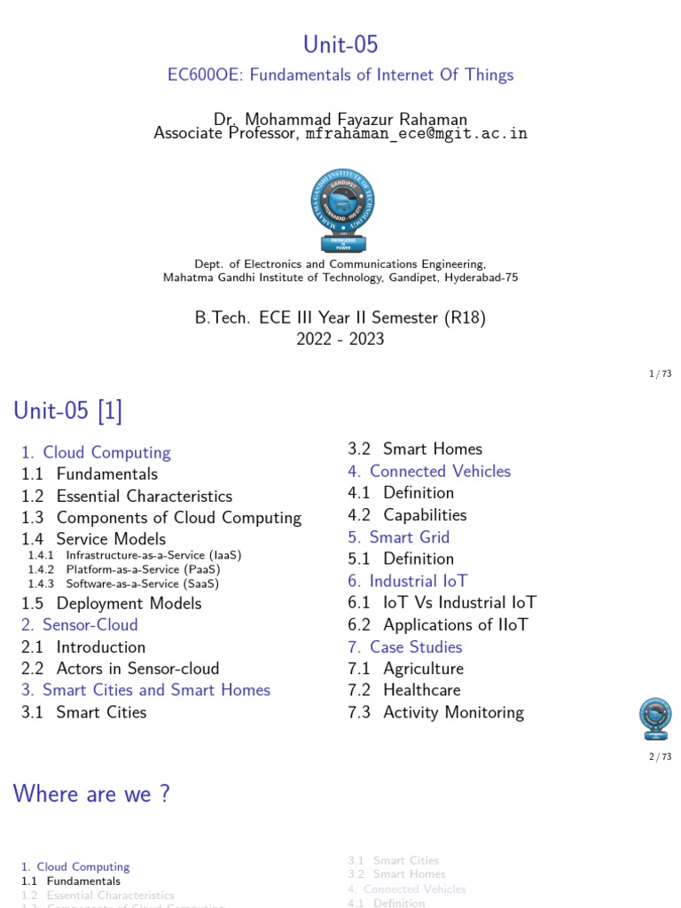 FIoT Unit 05 | PDF | Cloud Computing | Internet Of Things