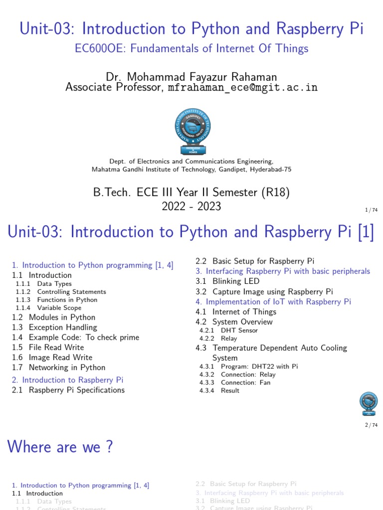 FIoT Unit 03 | PDF | Raspberry Pi | Python (Programming Language)