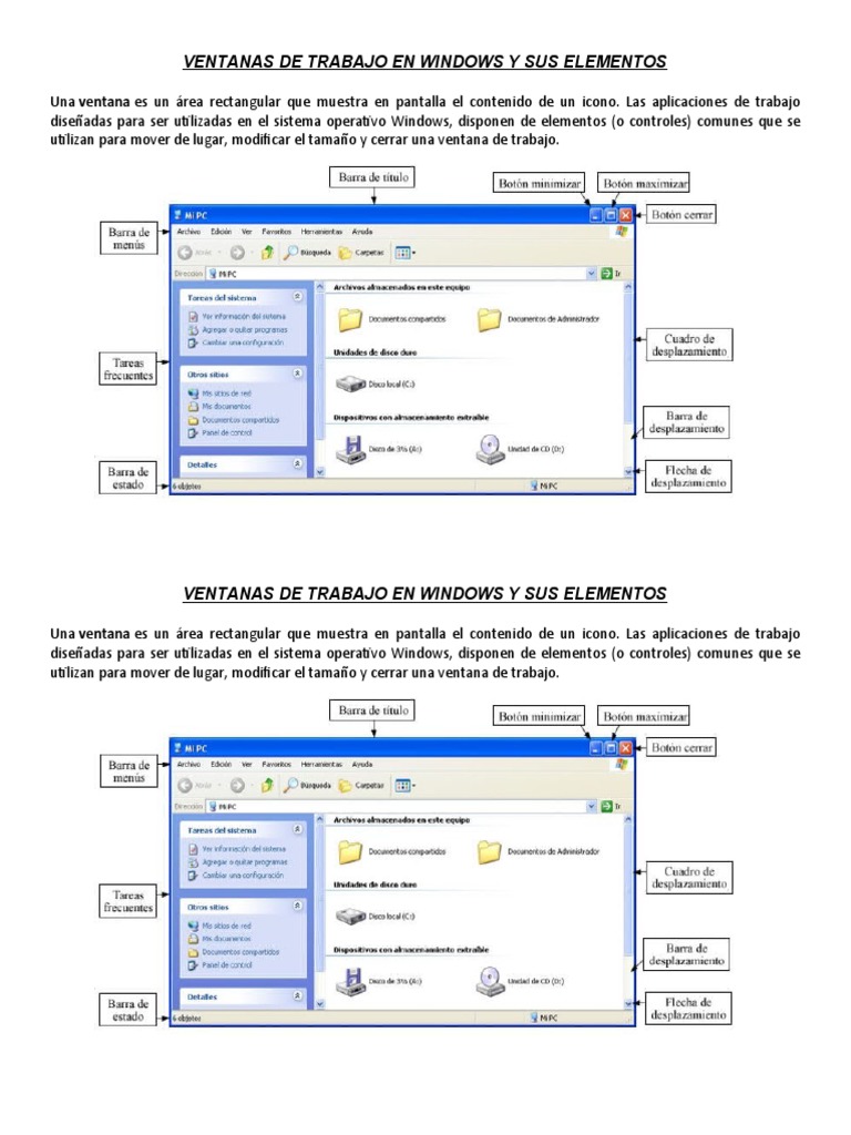 Ventanas de Trabajo en Windows y Sus Elementos | PDF
