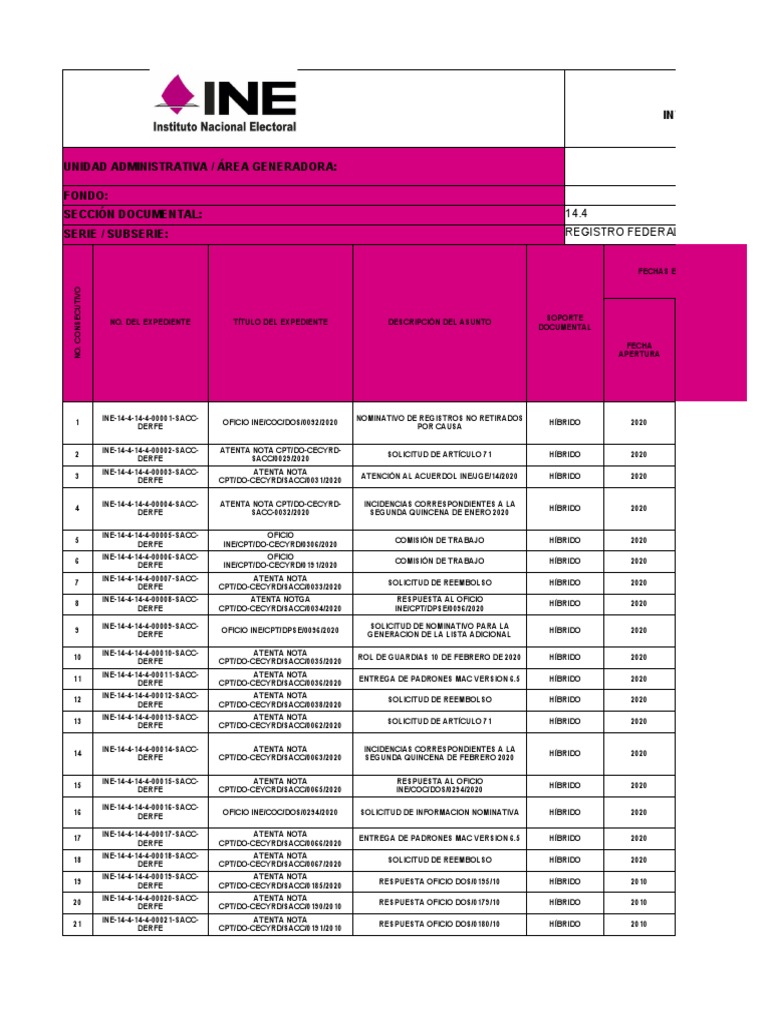 03 - F - Inventario General Por Expediente | PDF | Gobernancia | Gobierno