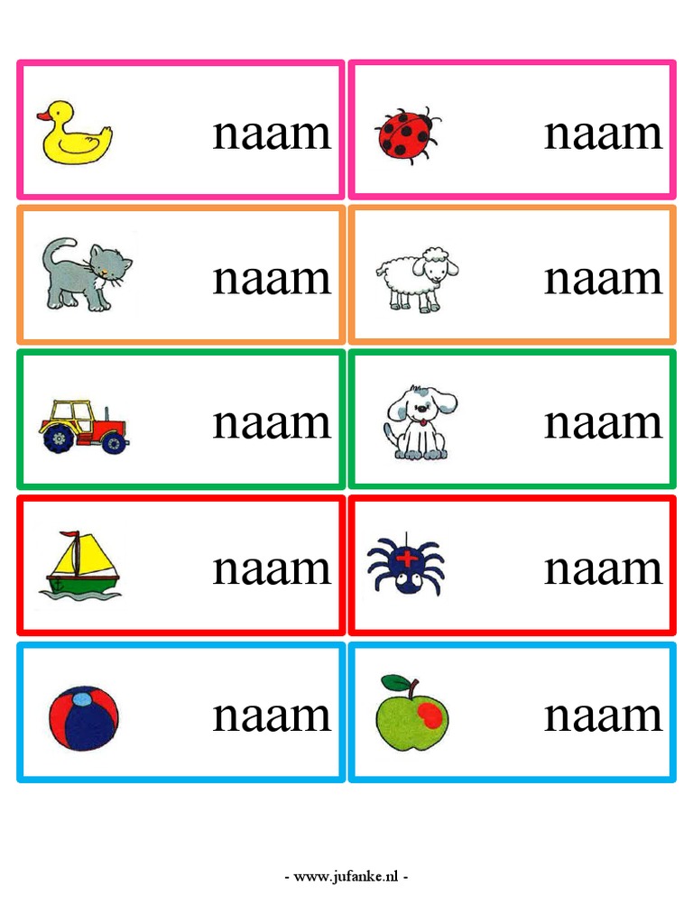 Naamkaartjes Kleuters | PDF