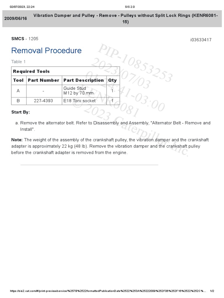 Vibration Damper and Pulley - Remove - Pulleys Without Split Lock Rings ...