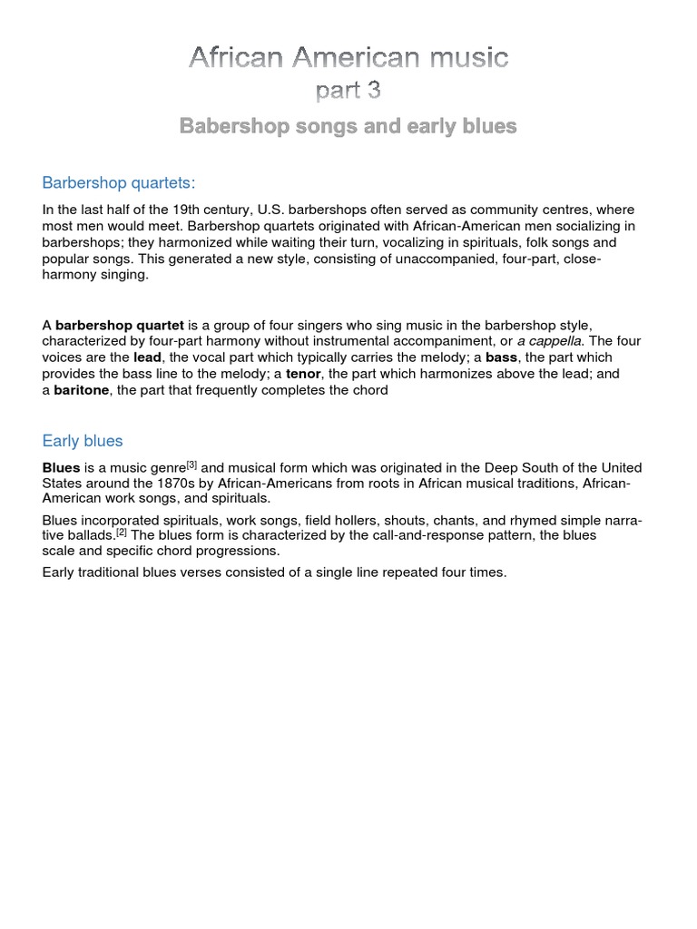 Barbershop Quartet Pdf Blues Singing