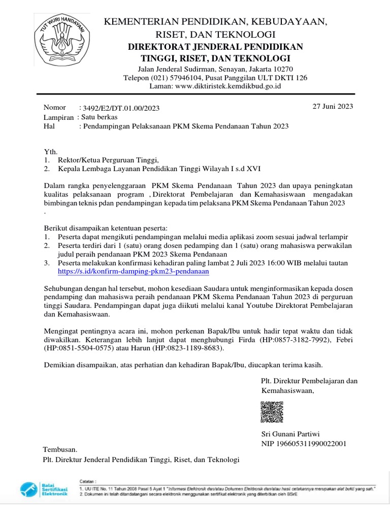 Pendampingan-dan-Bimbingan-Teknis-Pelaksana-PKM-Skema-Pendanaan-Tahun-2023 | PDF