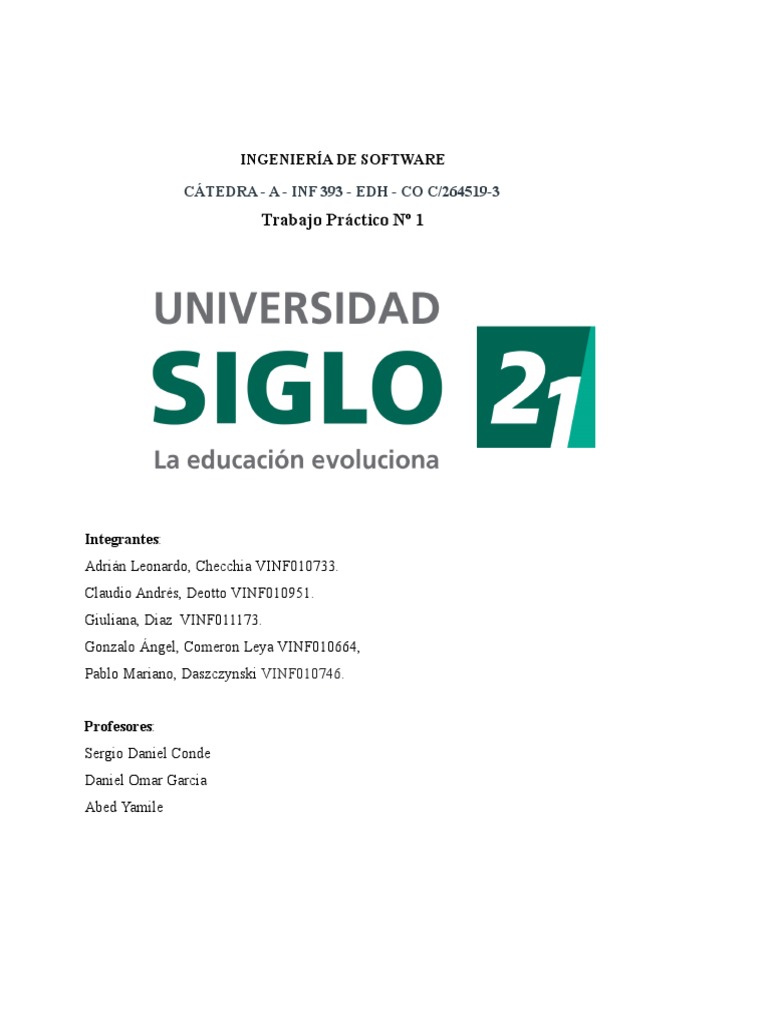 TP1 Ingenieria de Software - Grupo 3-1 | PDF | Usuario (informática) | Software