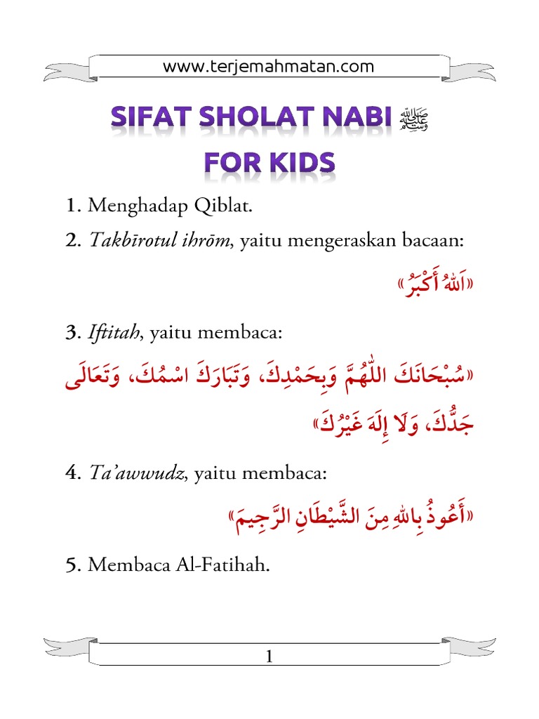 Sifat Sholat Nabi For Kids - Nor Kandir - PUSTAKA SYABAB - Revisi | PDF