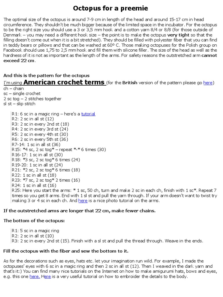 Crocheted Octo US Version | PDF | Crochet | Yarn