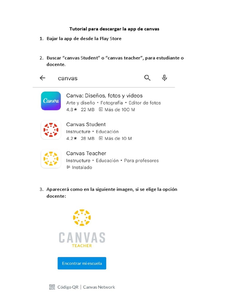 Tutorial para Descargar La App de Canvas | PDF