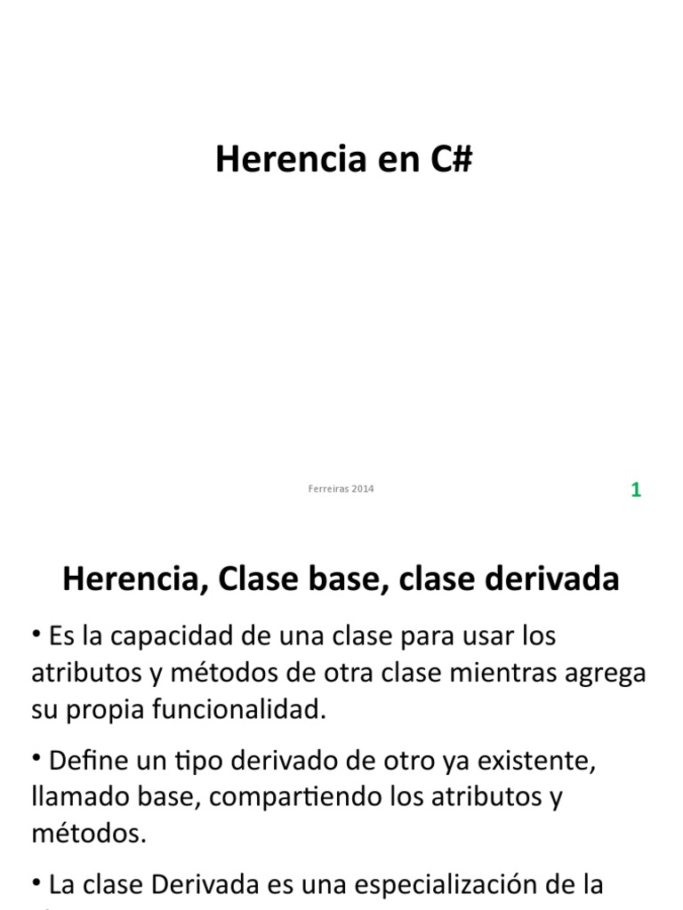 10-Herencia en C Sharp | PDF | Herencia (Programación Orientada a Objetos) | C Sharp (lenguaje ...