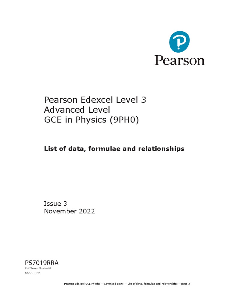 A Level Physics Data Formulae Relationships | PDF | Electronvolt | Waves