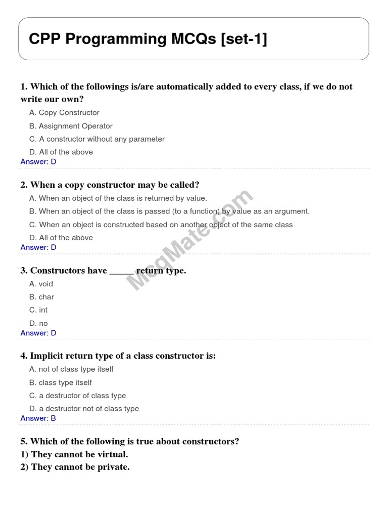 CPP Programming Set 1 | PDF | Class (Computer Programming) | Method ... CPP Programming Set 1 | PDF | Class (Computer Programming) | Method ...