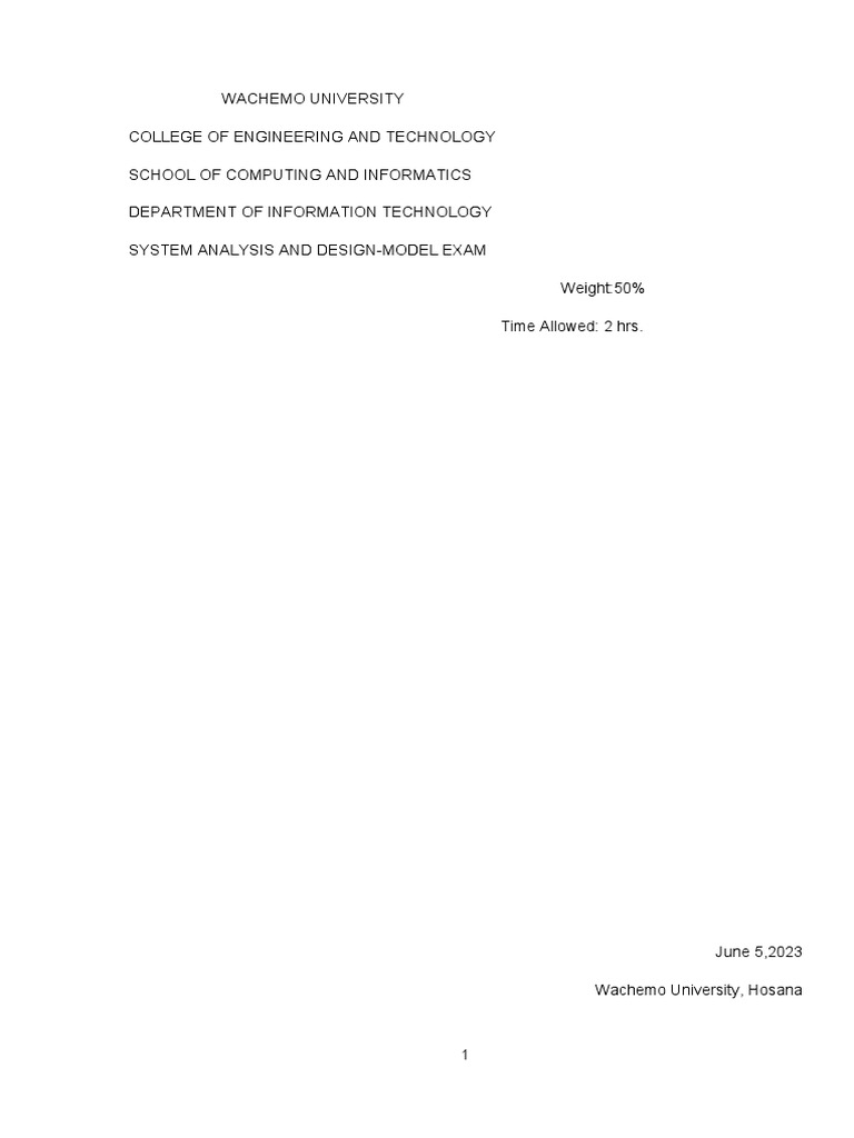 System Analysis Design MCQ Worksheet For Exit Exam 2015@ | PDF ...