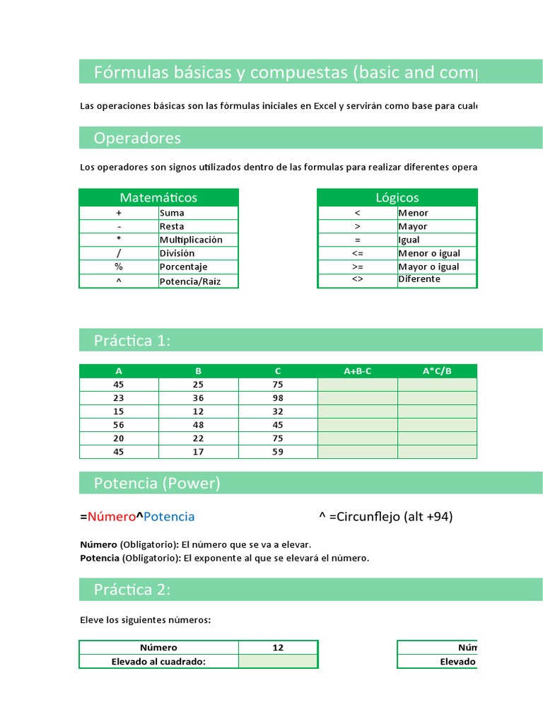 Archivo Clase 1 Excel Intermedio | PDF | Microsoft Excel | Exponenciación