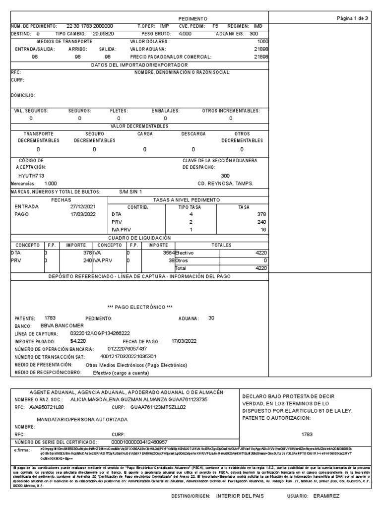 Pedimento F5 | PDF