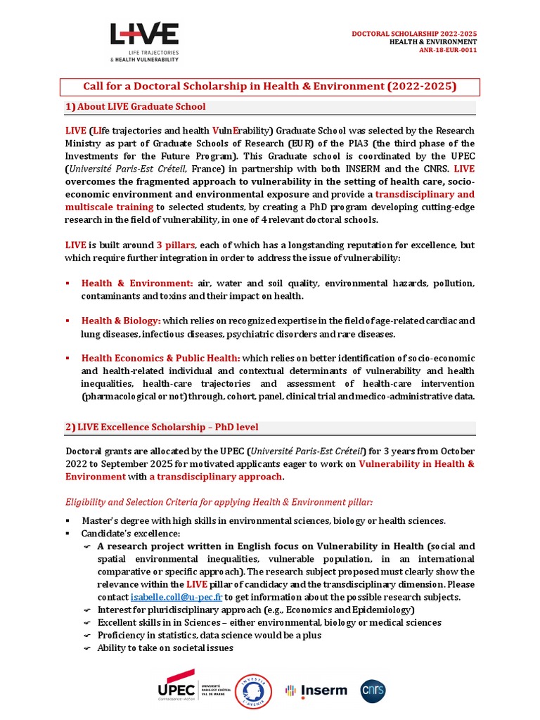 PHD Health and Environment | PDF | Doctor Of Philosophy | Doctorate