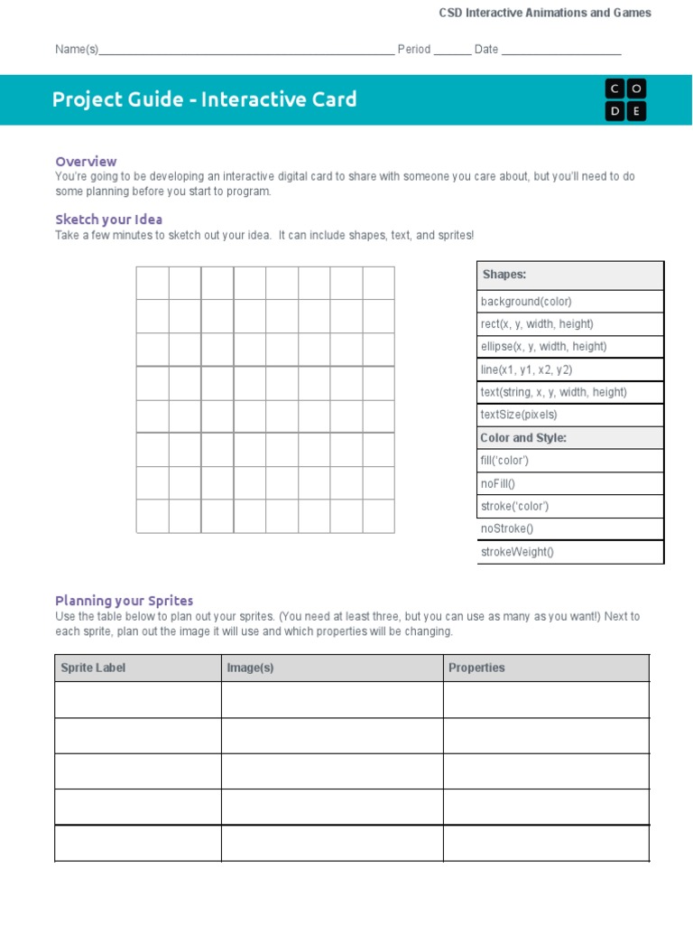 U3L17 Project Guide - Interactive Card (2019) | PDF | Graphics ...