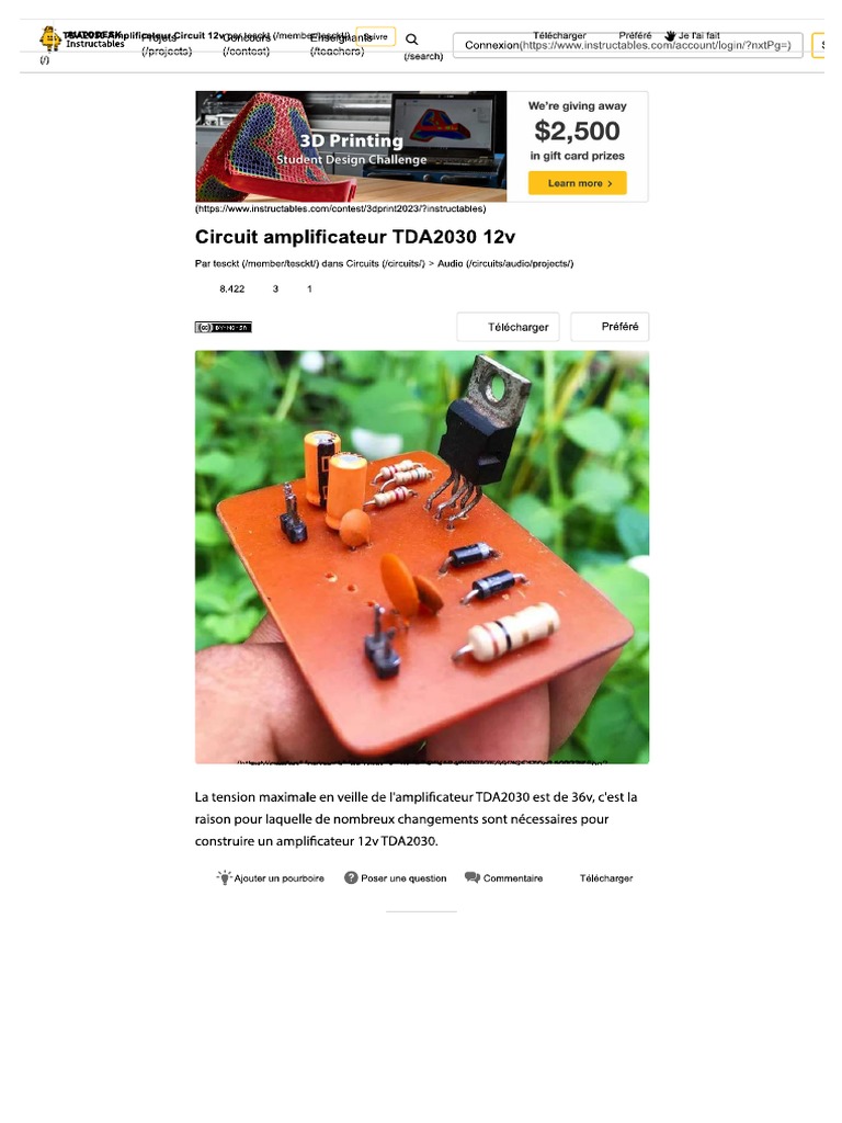 Circuit amplificateur TDA2030 12v | PDF