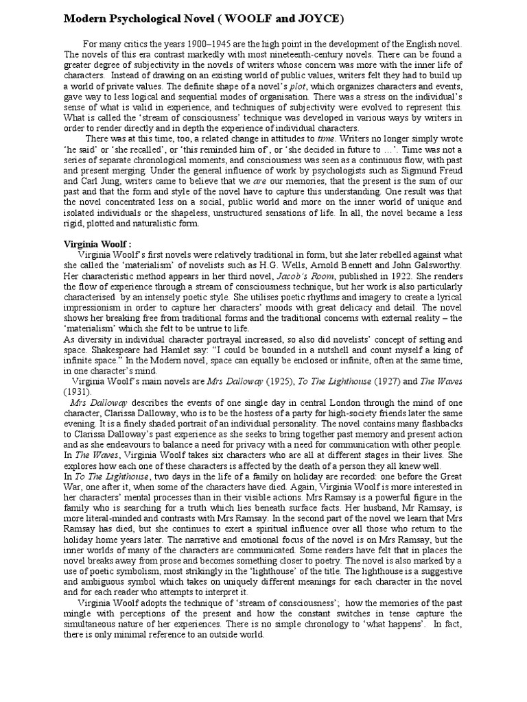 Modern Psychological Novel | PDF | Joseph Conrad | Ulysses (Novel)