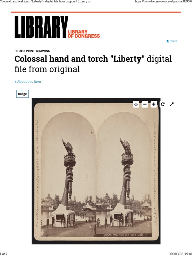 Colossal Hand and Torch Liberty - Digital File From Original Library of ...
