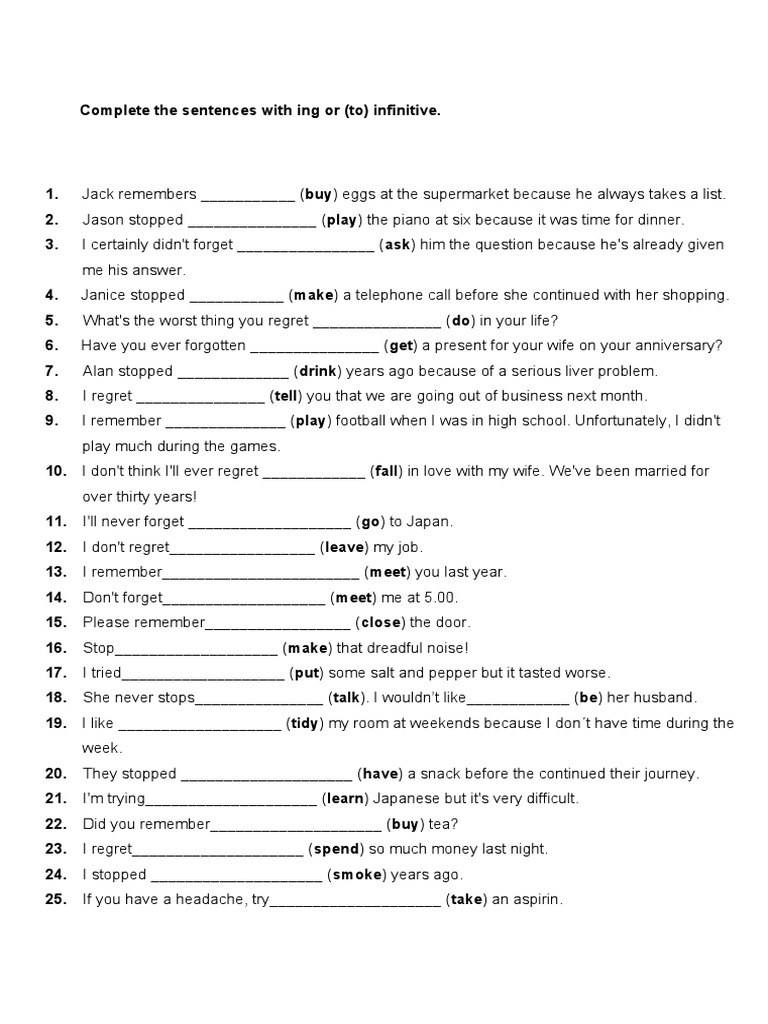 Ing or (To) Infinitive 2 | PDF