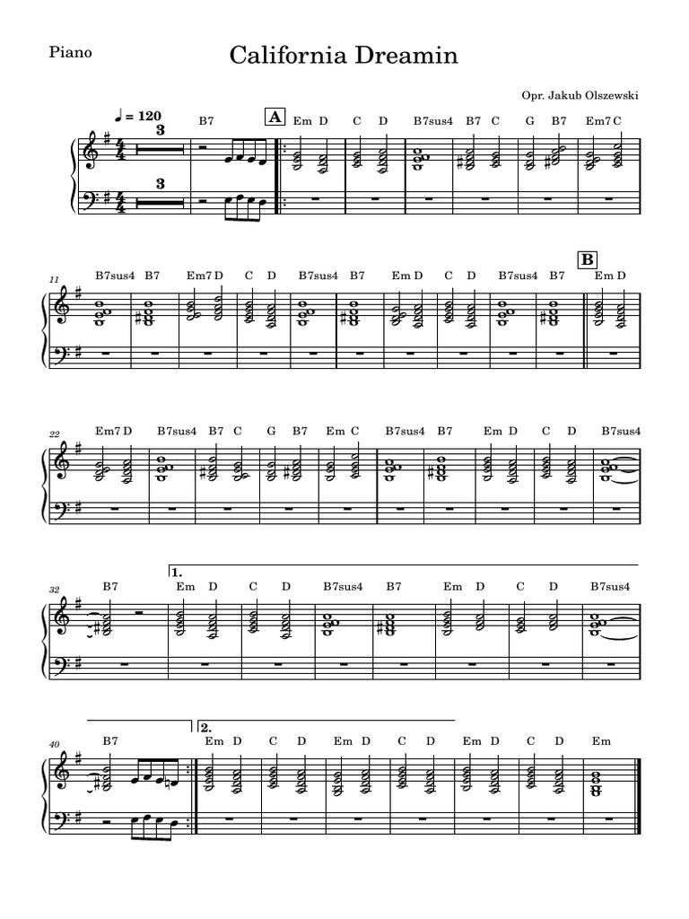 California Dreamin Piano | PDF