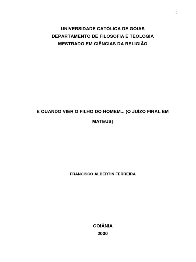 Juizo Final | PDF | Jesus | Evangelho de Mateus