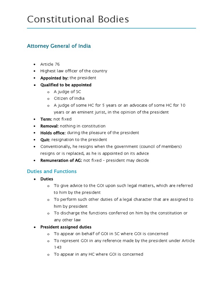 Constitutional Bodies | PDF | Government Of India | Government