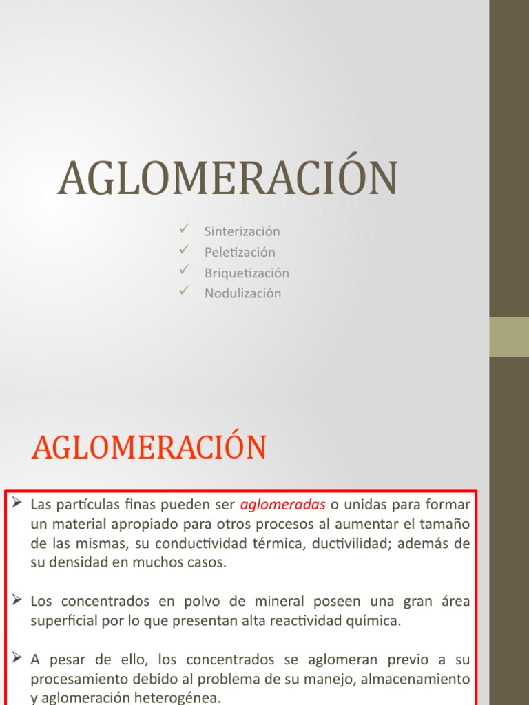Métodos de Aglomeración de Materiales Finos | PDF | Sinterización | Agua