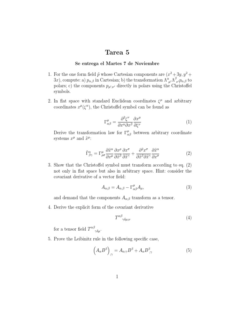 Christoffel Symbols & Covariant Derivatives | PDF | Teaching Methods ...