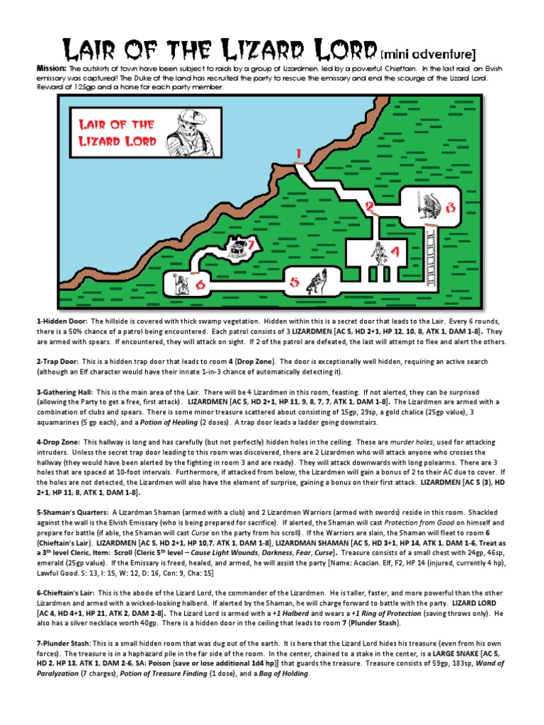 Lair of The Lizard Lord (1e, OSRIC) | PDF