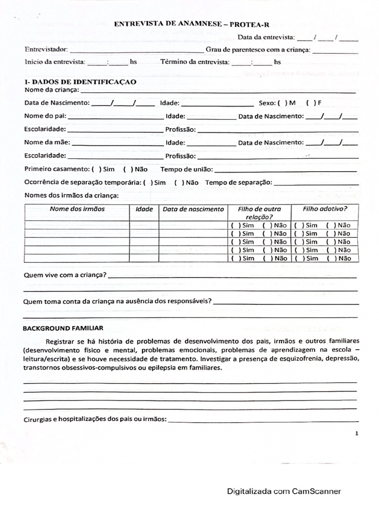 Anamnese Protea R-1 | PDF