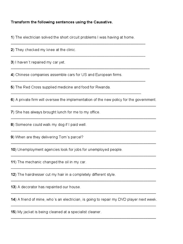 Causative Sentence Transformations | PDF | Economies
