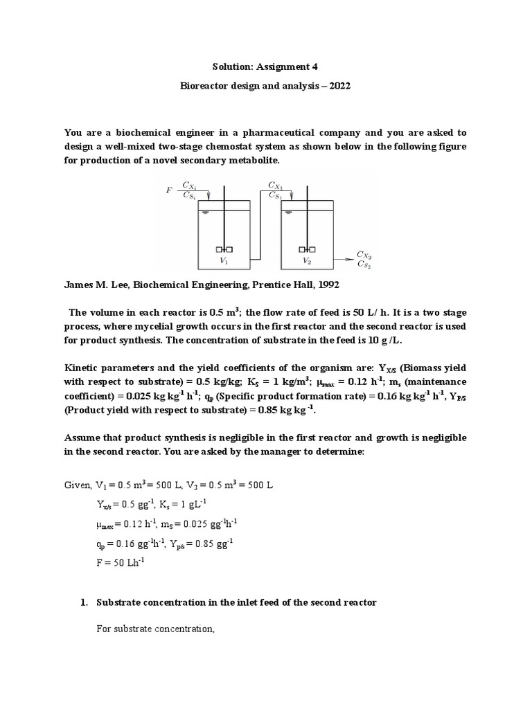 Assignment 4 - Solution | PDF | Chemical Reactor | Chemical Engineering
