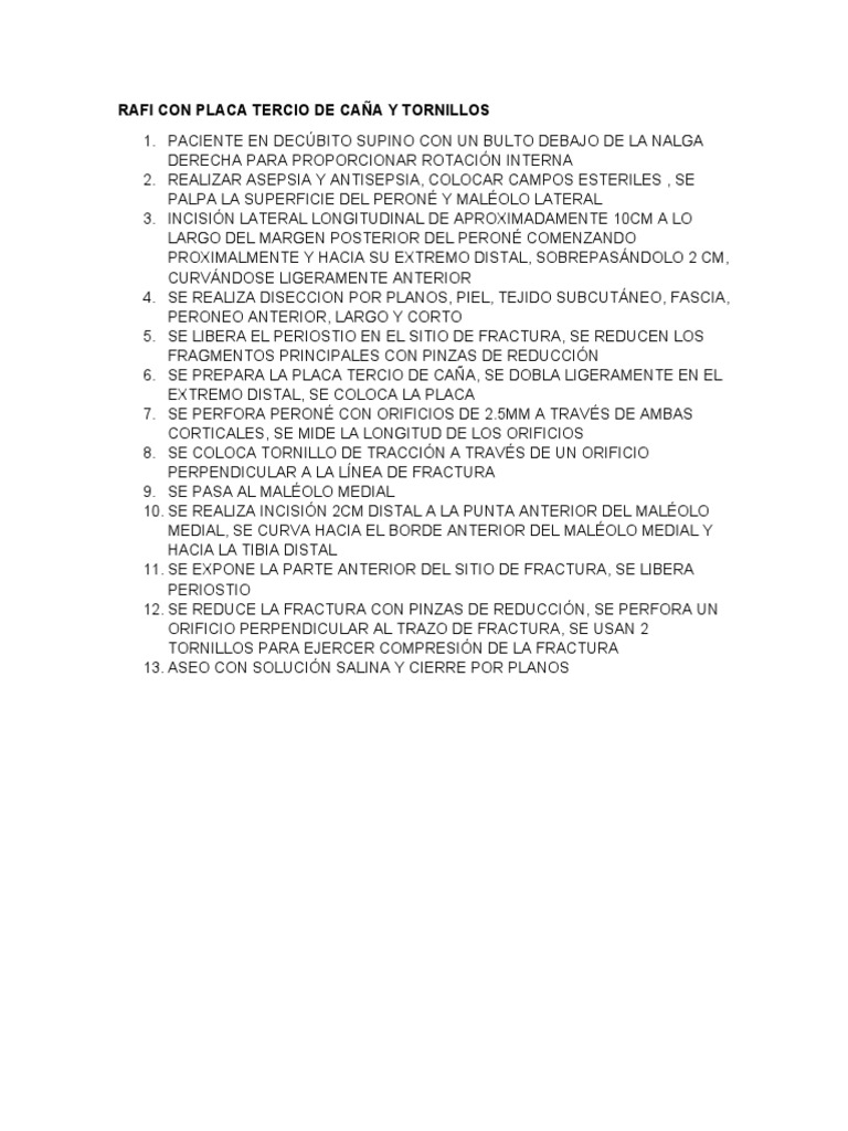 RAFI CON PLACA TERCIO DE CAÑA Y TORNILLOS | PDF