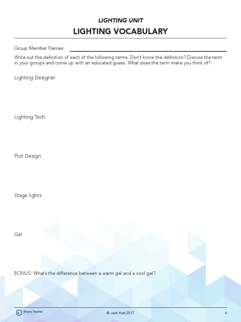 Lighting Vocab | PDF