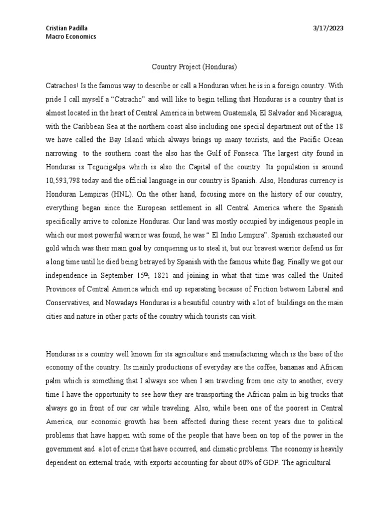 Country Project | PDF | Honduras | Central America