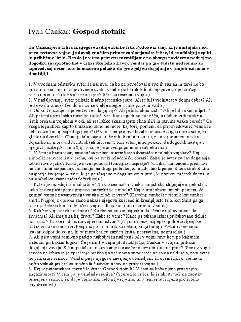 Ivan Cankar (Gospod Stotnik) | PDF