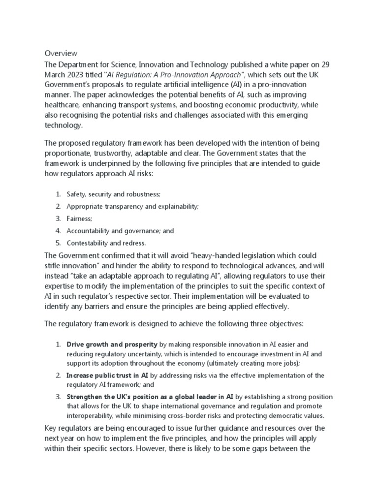 Overview of The UK Government's AI White Paper | Download Free PDF ...