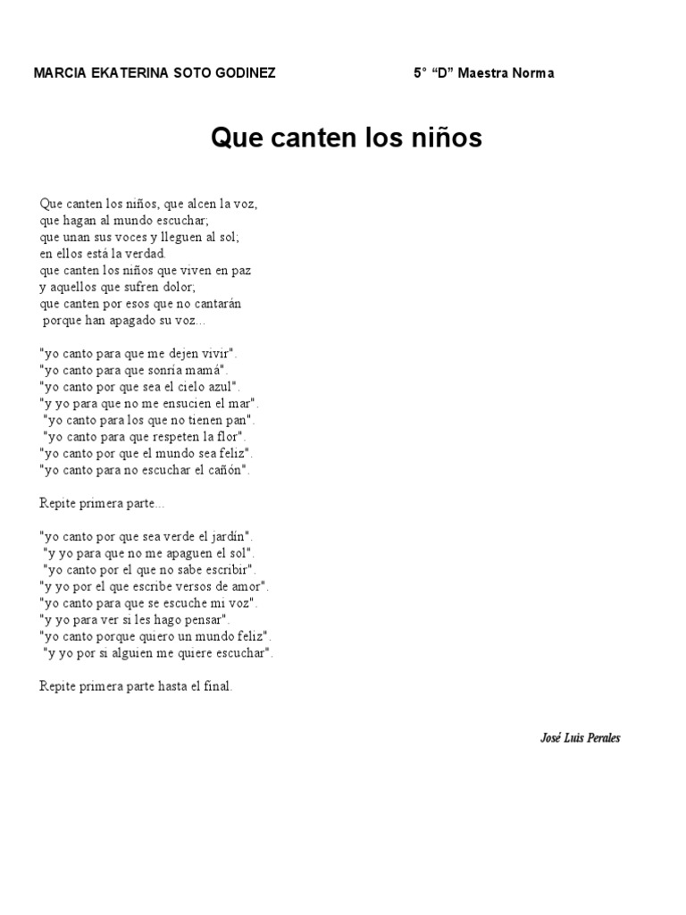 QUE CANTEN LOS NIÑOS | PDF