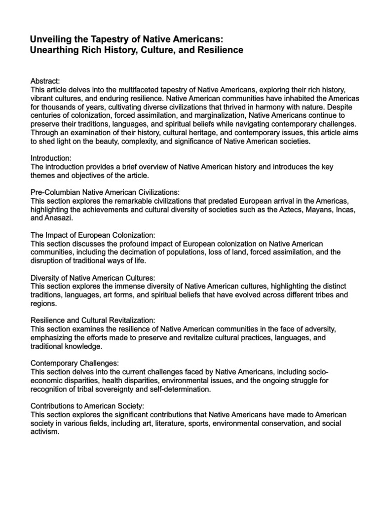 Unveiling The Tapestry of Native Americans Unearthing Rich History ...