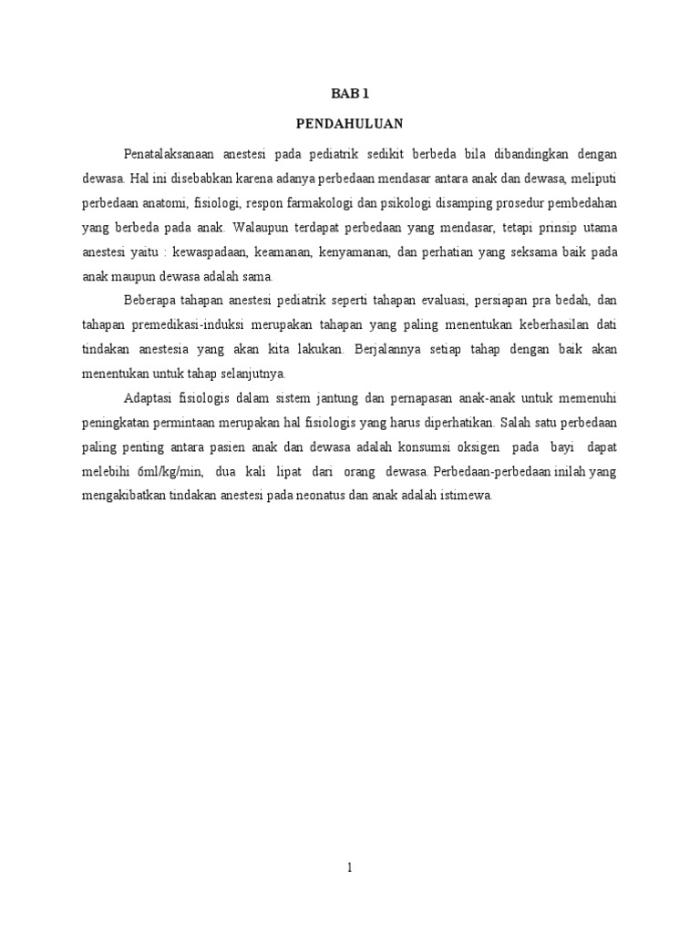 Refrat Anestesi Pediatri | PDF