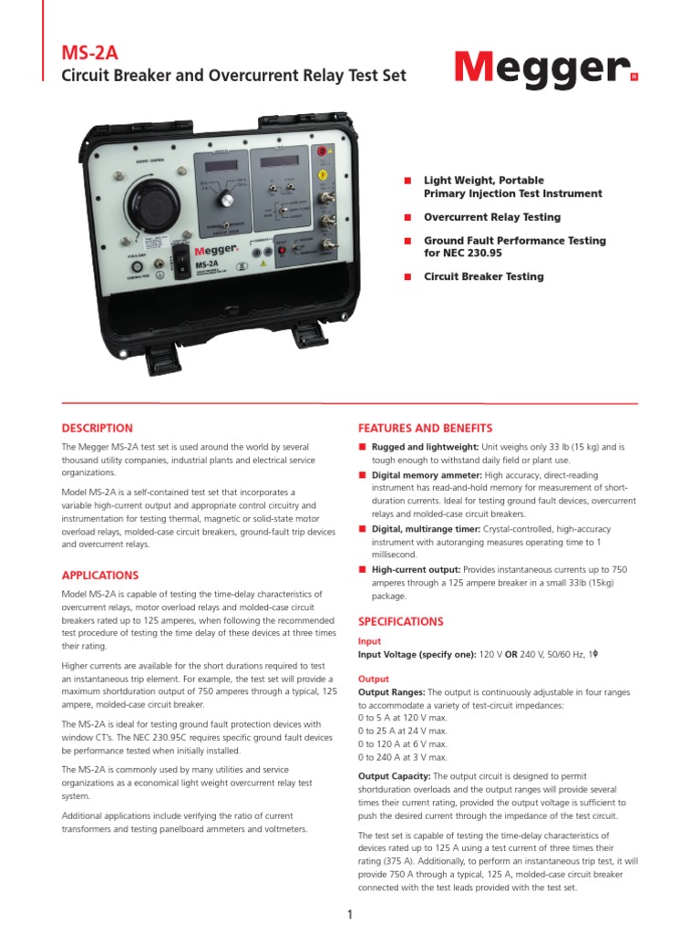 Circuit Breaker and Overcurrent Relay Test Set: Description Features ...
