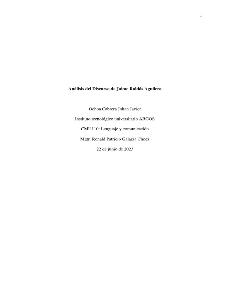 Análisis del Discurso de Jaime Roldós Aguilera | PDF | Retórica ...