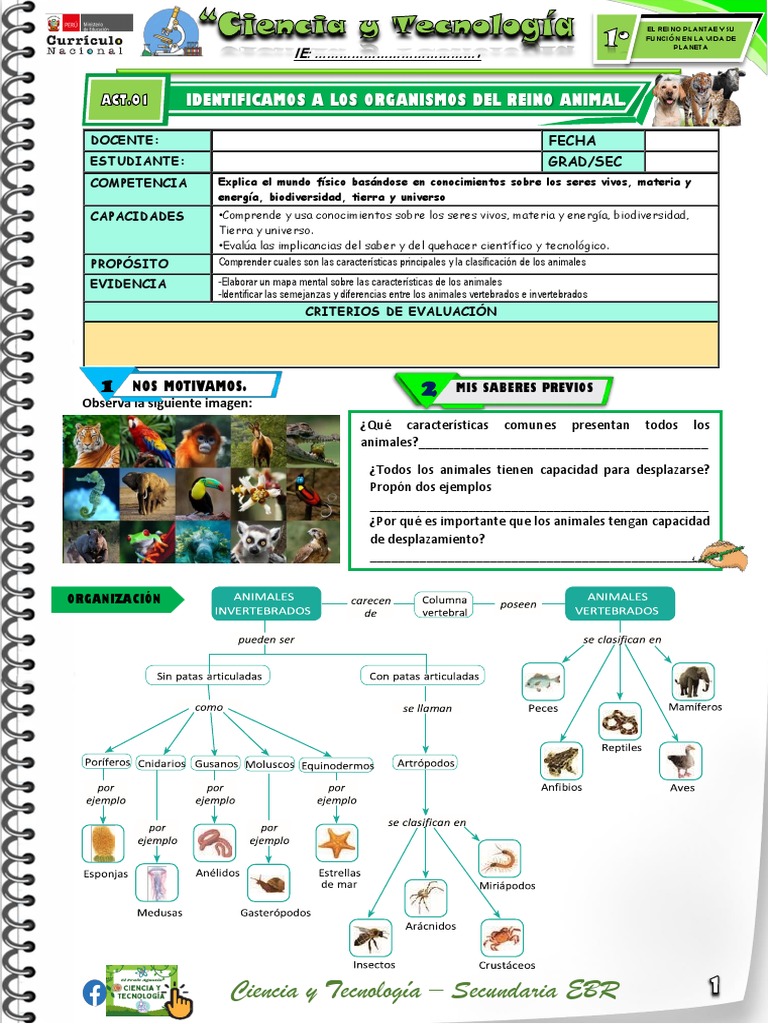 A-1º Act 1 Cyt Unid 3 - Sem 1 | PDF | Esqueleto | Organismos