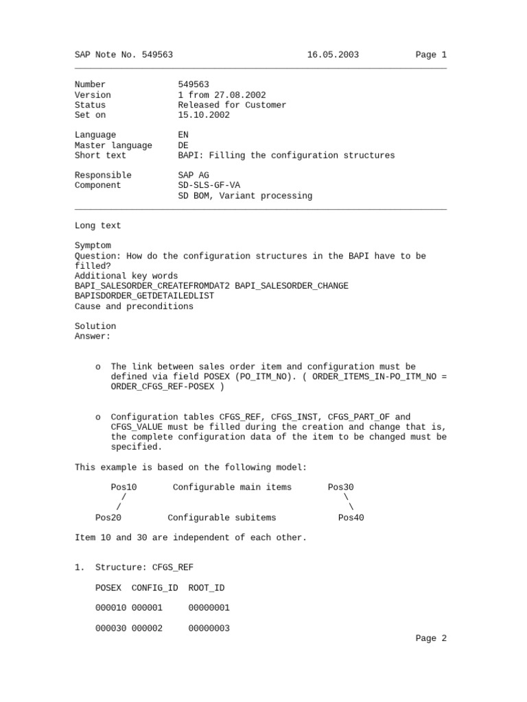 BAPI Filling The Configuration Structures | PDF | Computer Programming | Systems Engineering