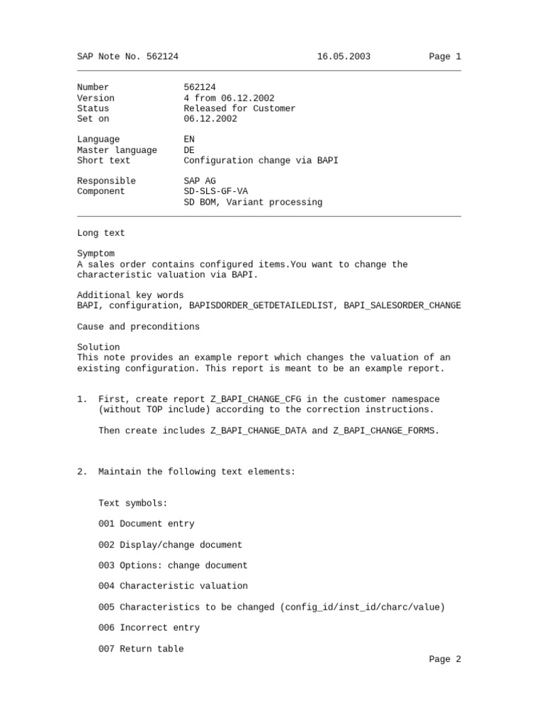 Configuration Change Via BAPI | PDF | Computer Science | Software